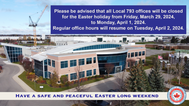 Local 793 Offices Closed During Easter Holiday – IUOE Local 793