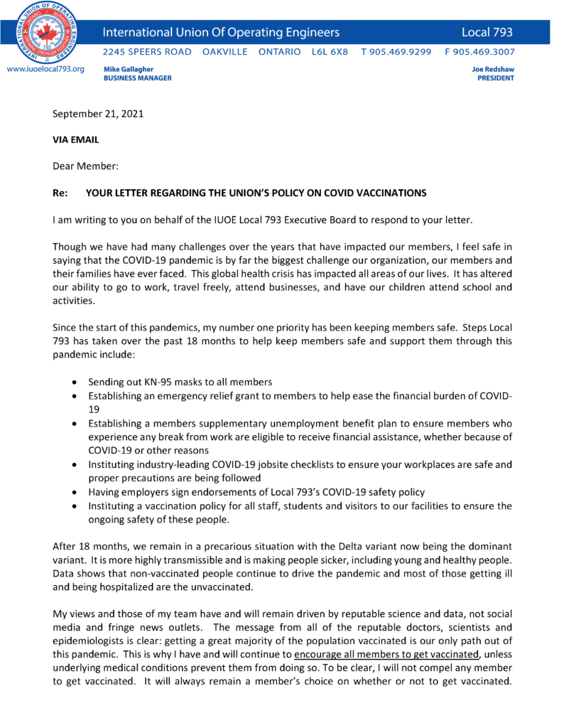 Open Letter Response – IUOE Local 793