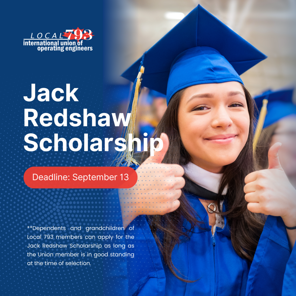 Jack Redshaw Scholarship Application Ends Sept. 13th – IUOE Local 793